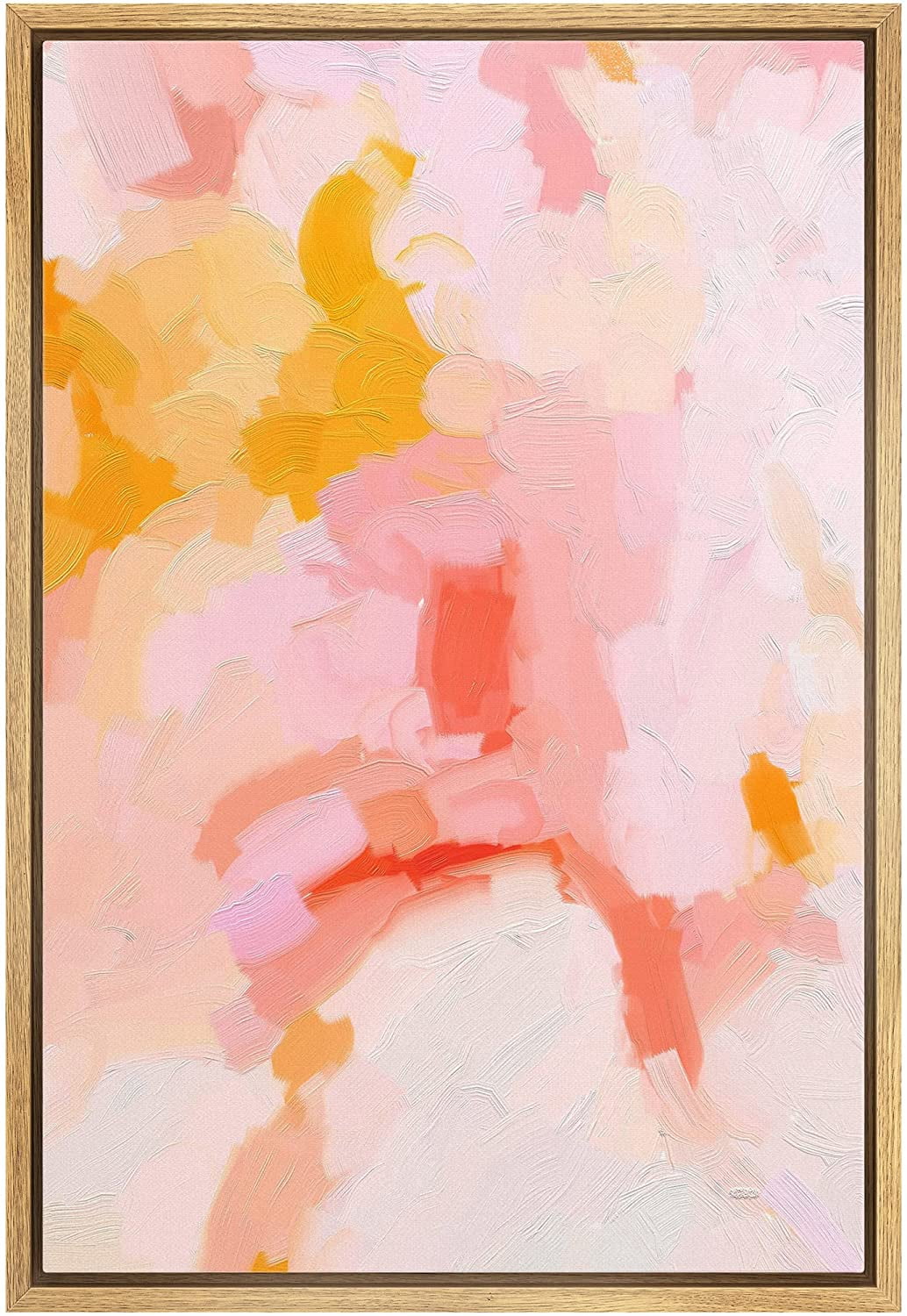 IDEA4WALL Framed Canvas Print Pastel Pink & Orange Color Field Abstract ...