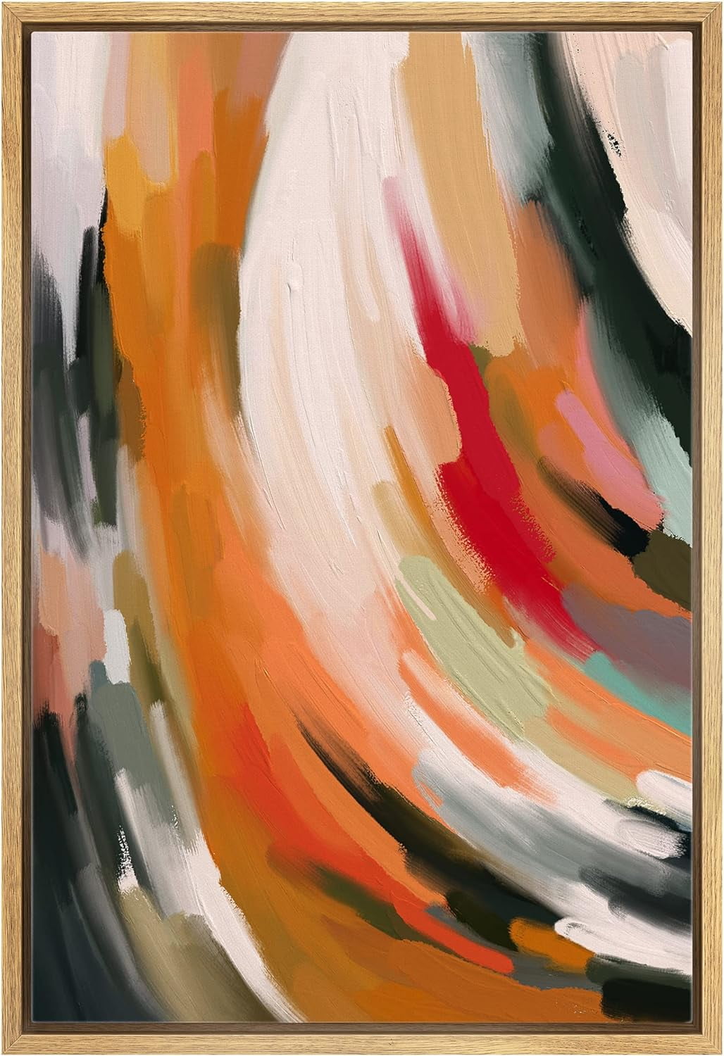 IDEA4WALL Framed Canvas Print Rainbow Pastel Paint Stroke Swirl ...