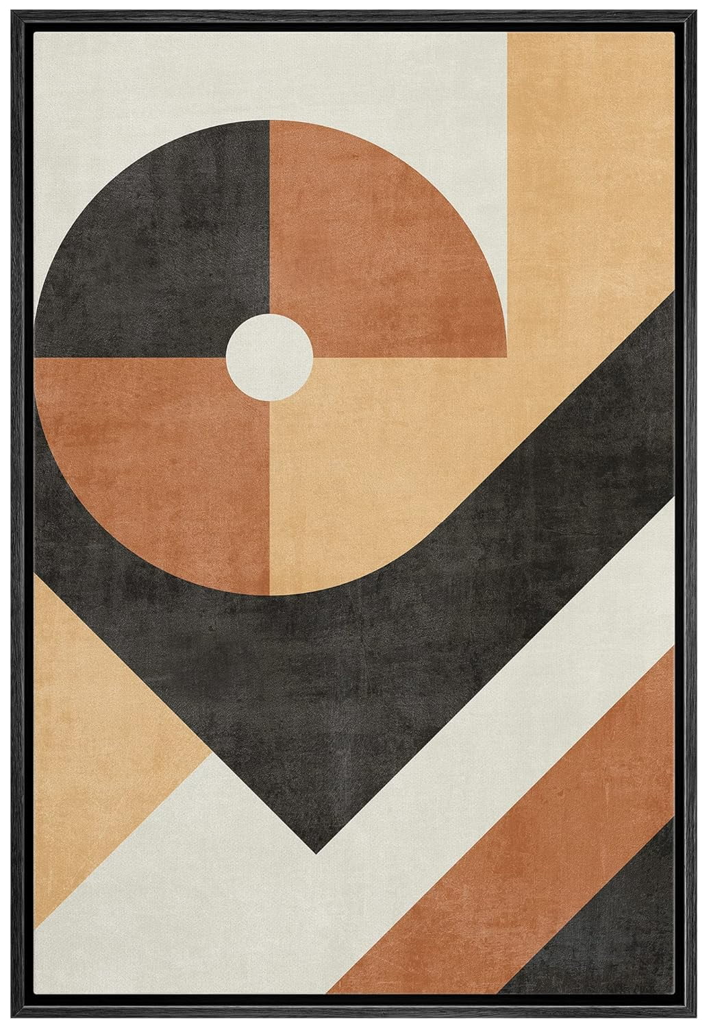IDEA4WALL Framed Canvas Print Retro Brown Black Polygon Collage ...