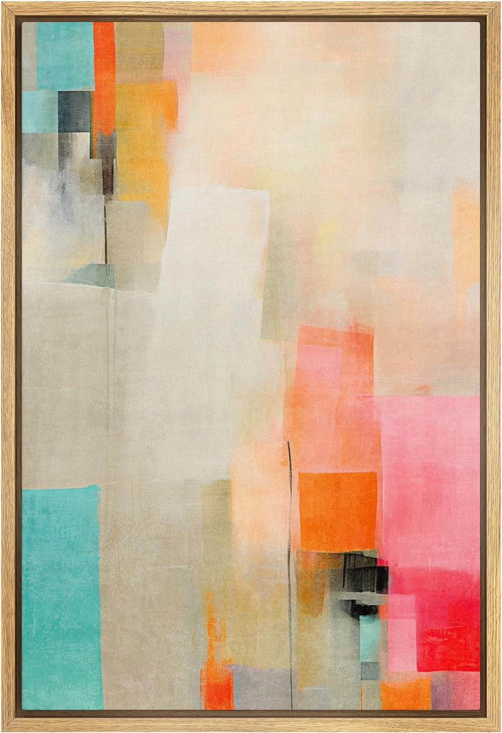 IDEA4WALL Framed Canvas Print Vibrant Pastel Color Blocks Abstract ...