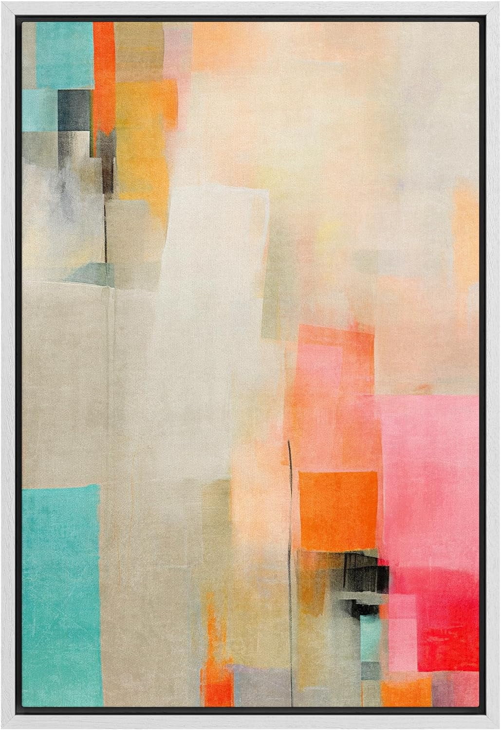 IDEA4WALL Framed Canvas Print Vibrant Pastel Color Blocks Abstract ...
