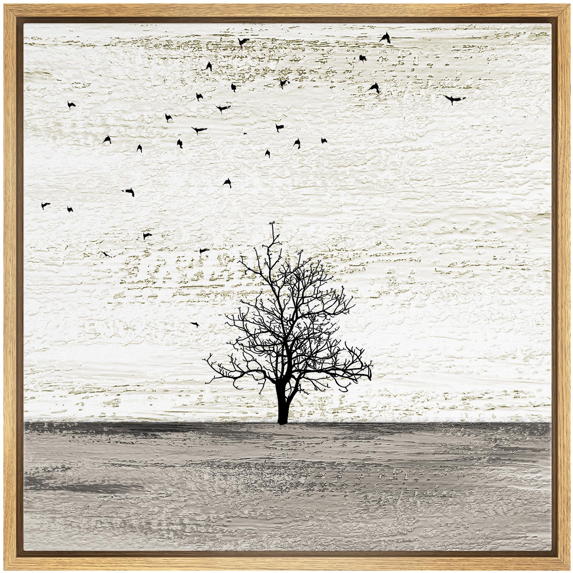 IDEA4WALL Framed Canvas Print Wall Art Birds Fly over Field with Tree ...
