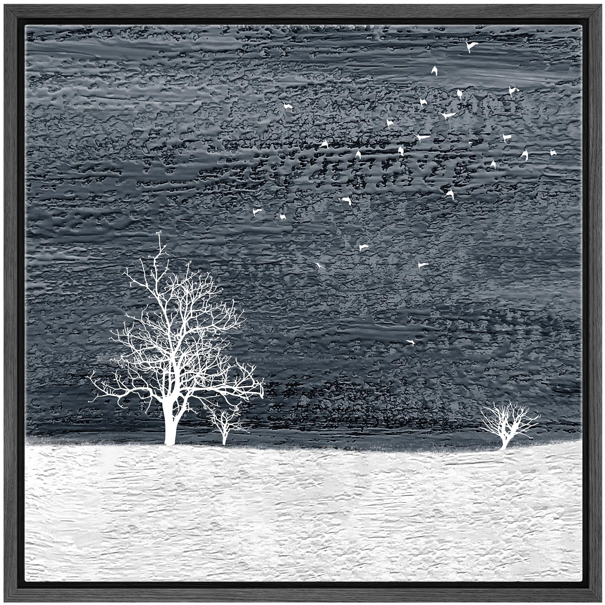 IDEA4WALL Framed Canvas Print Wall Art Birds Fly over White Field ...