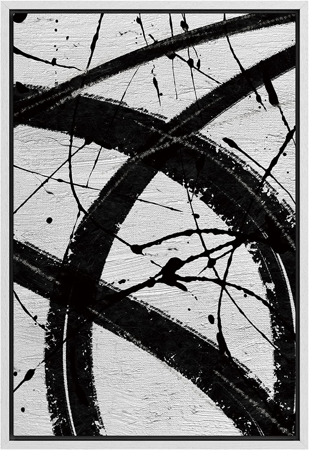 IDEA4WALL Framed Canvas Print Wall Art Bold Ink Stroke with Line ...