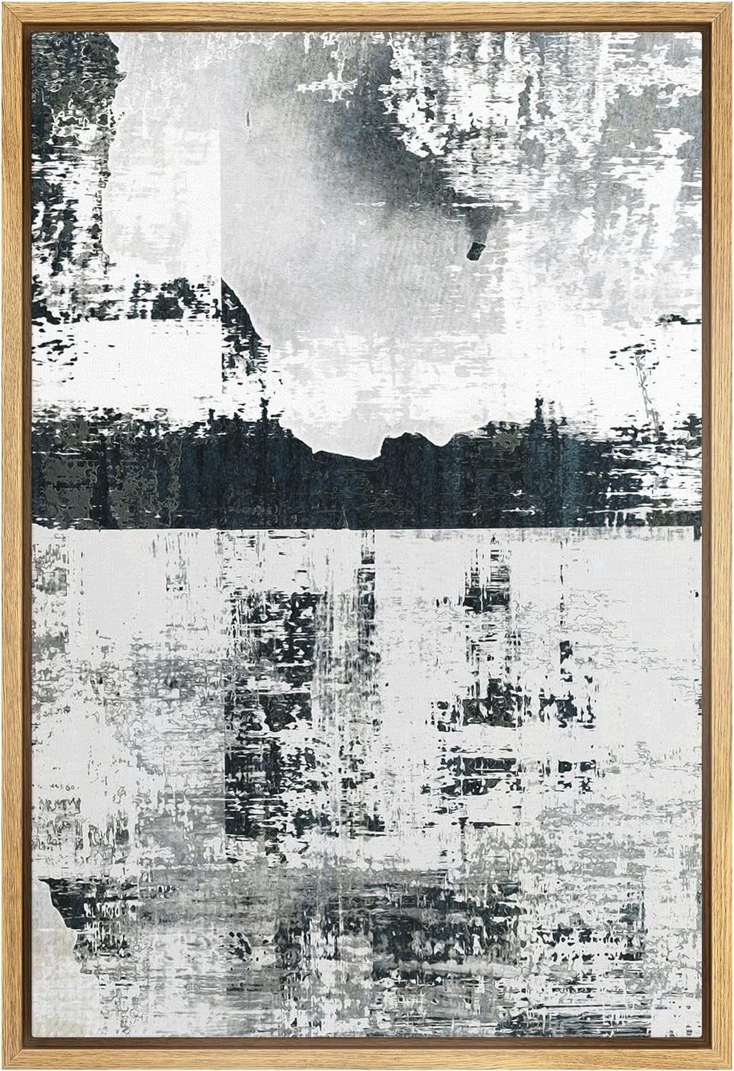 IDEA4WALL Framed Canvas Print Wall Art Gray & Black Minimal Paint ...