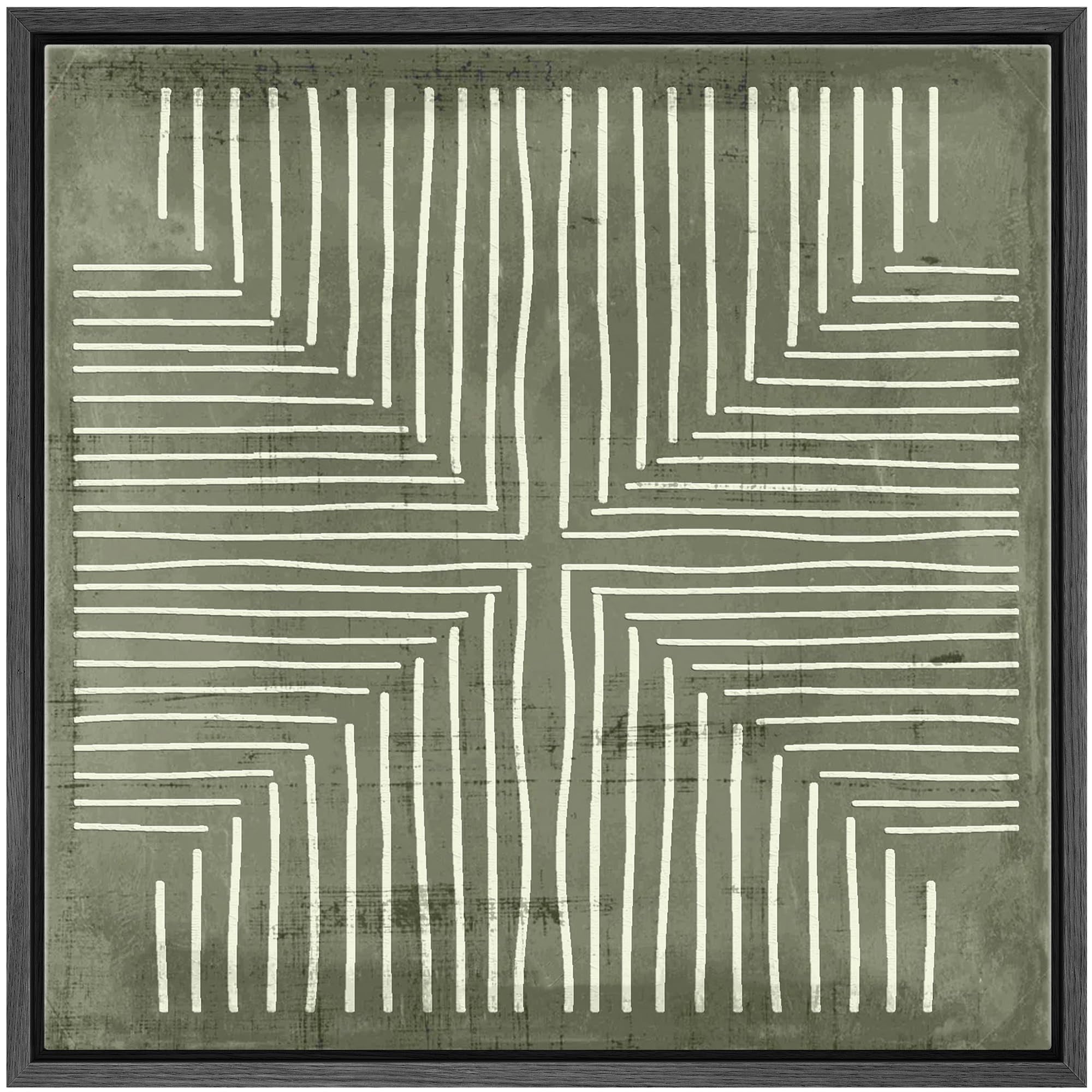 IDEA4WALL Framed Canvas Print Wall Art Grayscale Linear Pattern ...