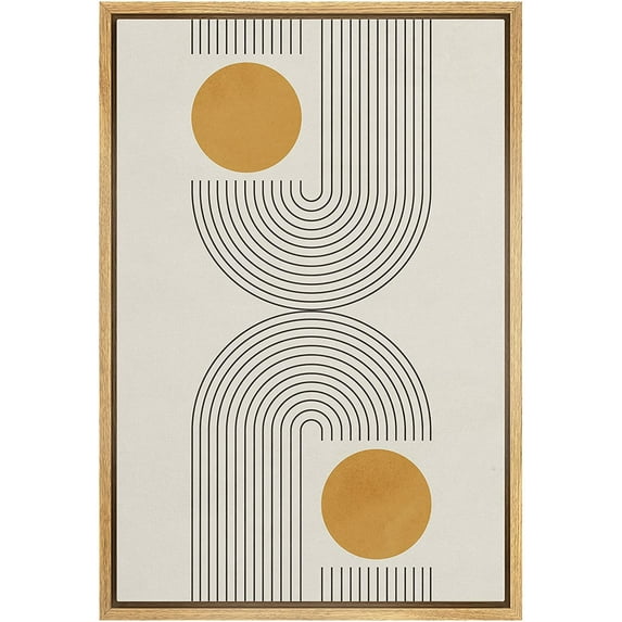 IDEA4WALL Framed Canvas Print Wall Art Illusion Line Art with Yellow ...