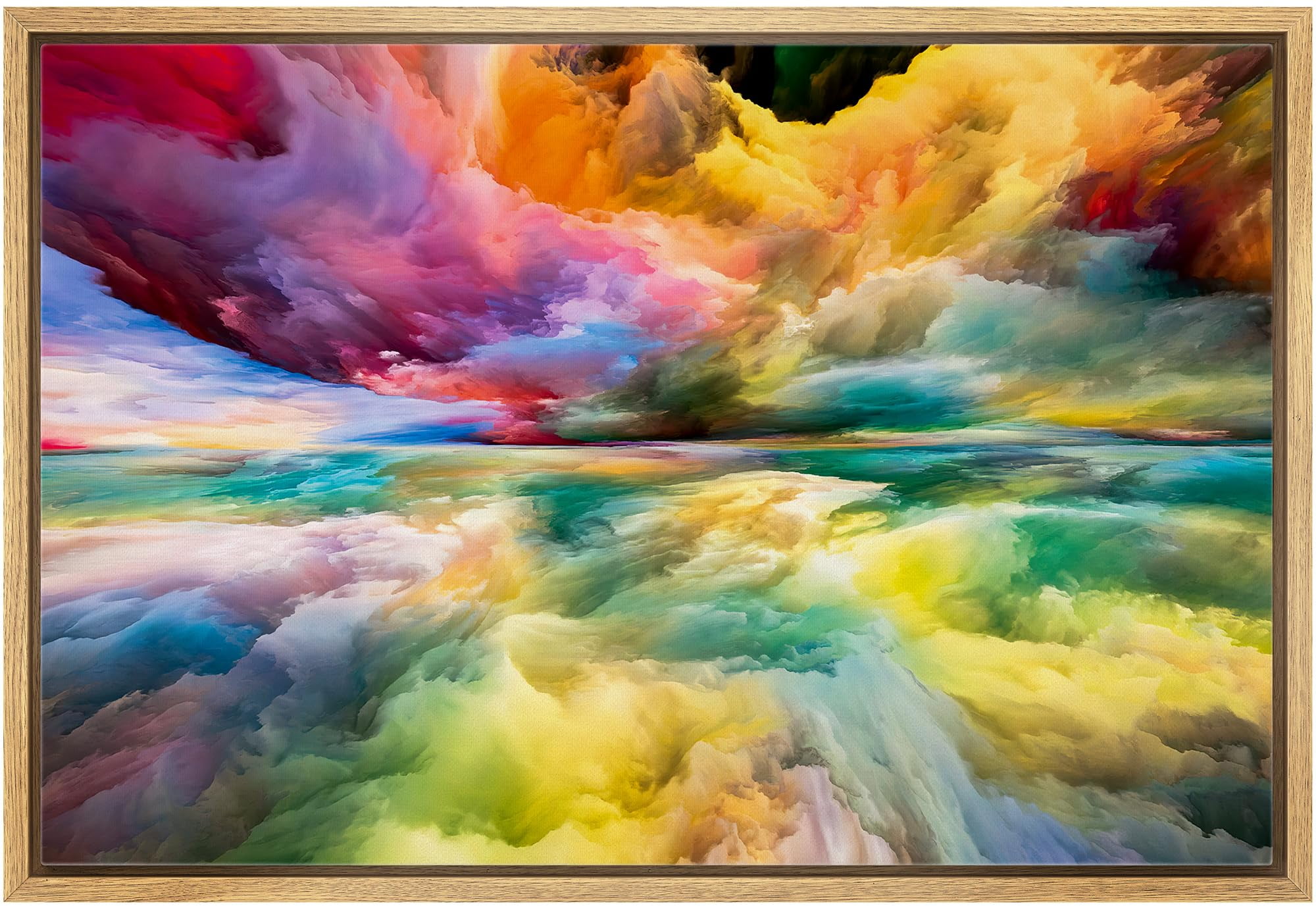 IDEA4WALL Framed Canvas Print Wall Art Multicolor Clouds Landscape Wall ...