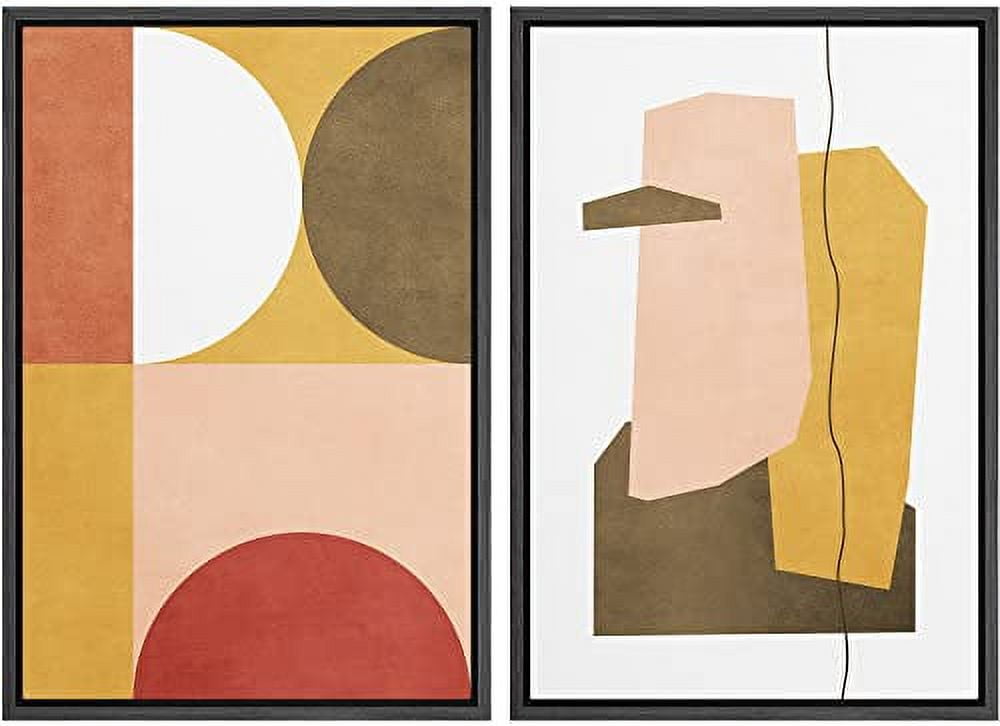 IDEA4WALL Framed Canvas Print Wall Art Multicolor Mid-Century Semi ...