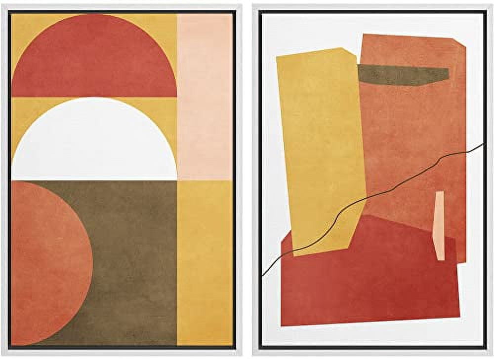 IDEA4WALL Framed Canvas Print Wall Art Multicolor Mid-Century Semi ...