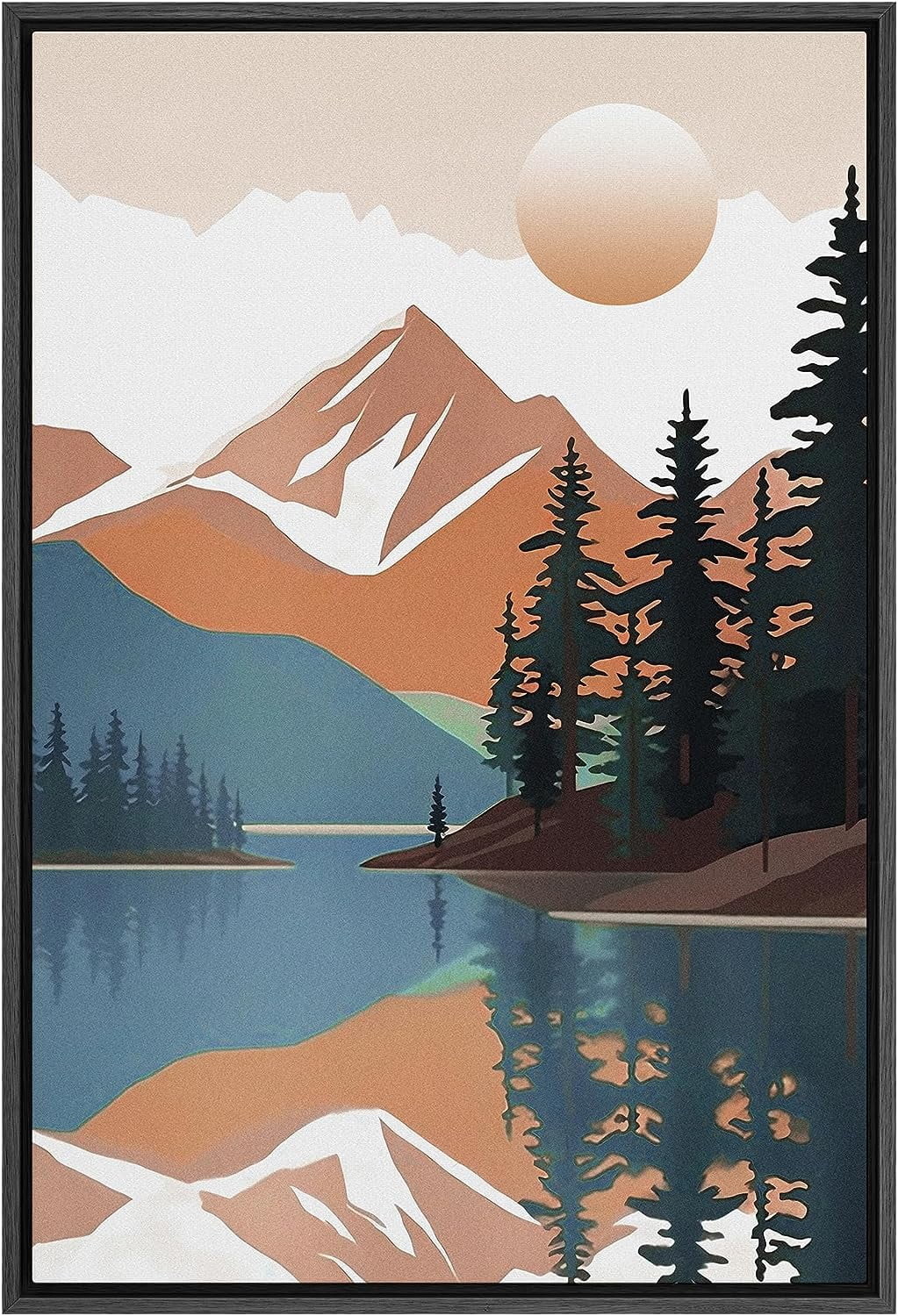 IDEA4WALL Framed Canvas Print Wall Art Pine Tree Forest Mountain Lake ...