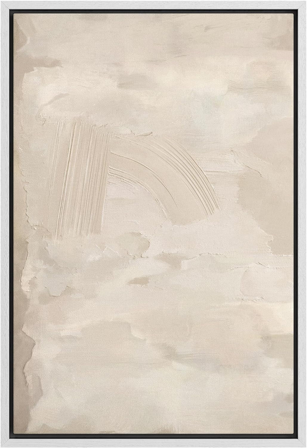 IDEA4WALL Framed Canvas Print Wall Art Rustic Tan Paint Stroke ...