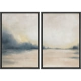 IDEA4WALL Framed Canvas Print Wall Art Set of 2 Gray & Tan Grunge ...