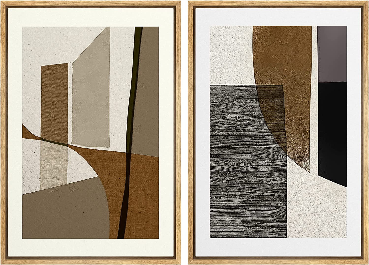 IDEA4WALL Framed Canvas Print Wall Art Set of 2 Mid-Century Retro ...