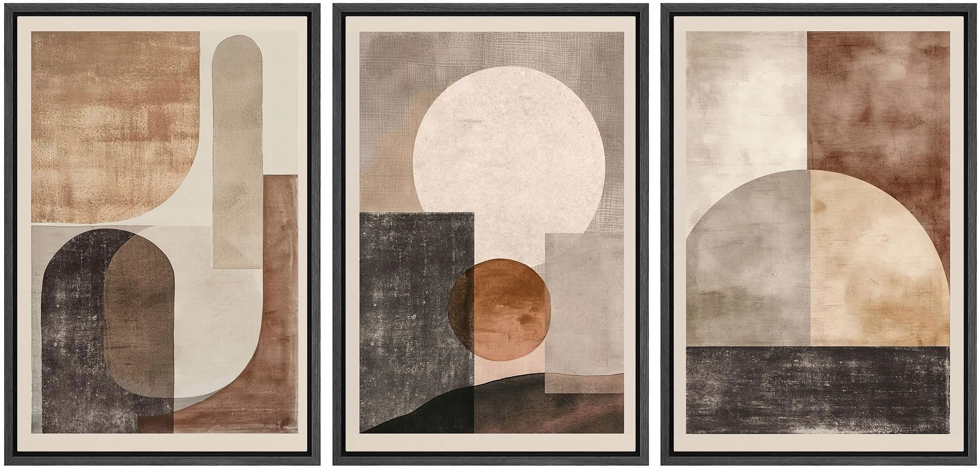 IDEA4WALL Framed Canvas Print Wall Art Set of 3 Abstract Neutral and ...