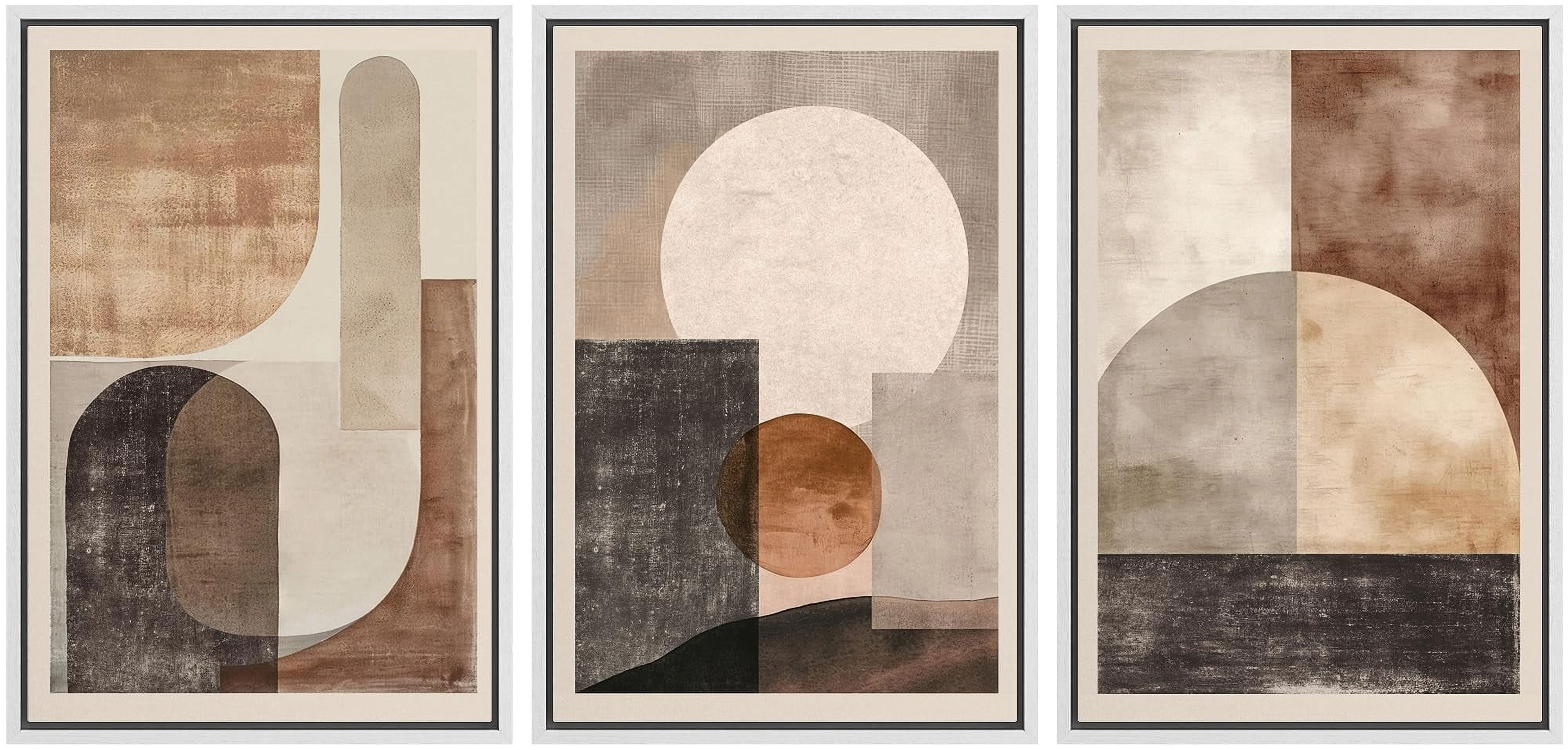 IDEA4WALL Framed Canvas Print Wall Art Set of 3 Abstract Neutral and ...