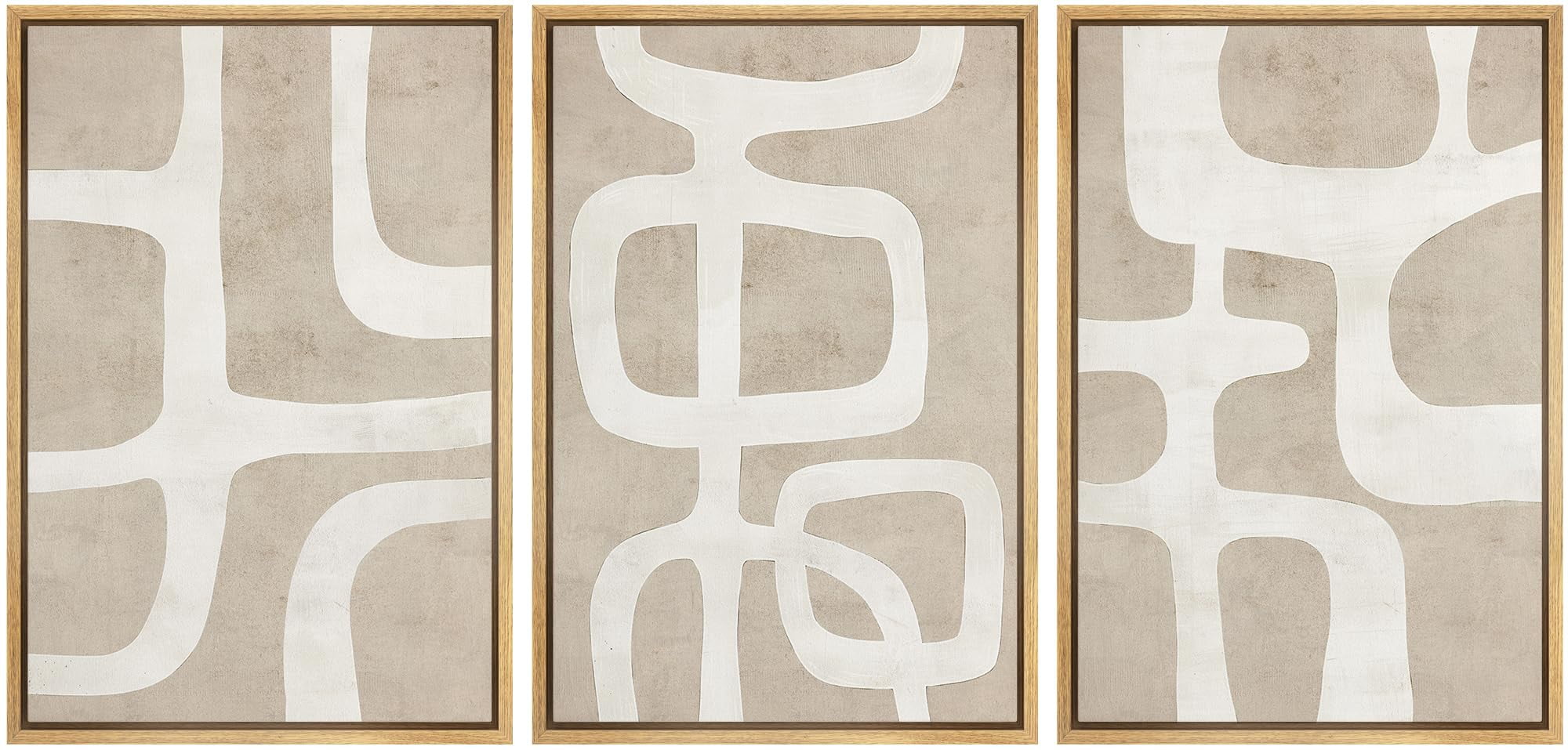 IDEA4WALL Framed Canvas Print Wall Art Set of 3 Abstract Neutral ...