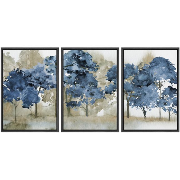 IDEA4WALL Framed Canvas Print Wall Art Set of 3 Flower Blossoming ...