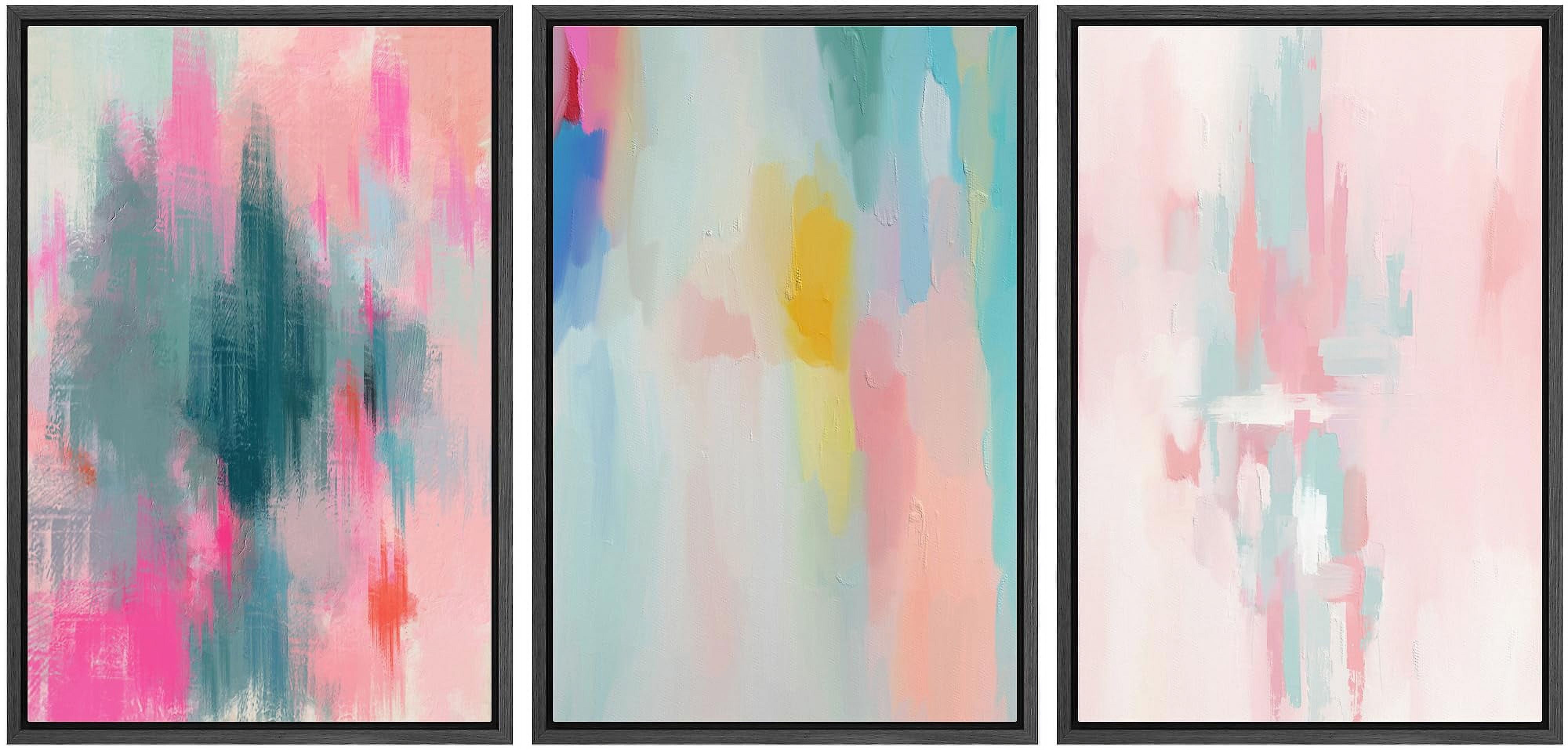 IDEA4WALL Framed Canvas Print Wall Art Set of 3 Colorful Abstract ...