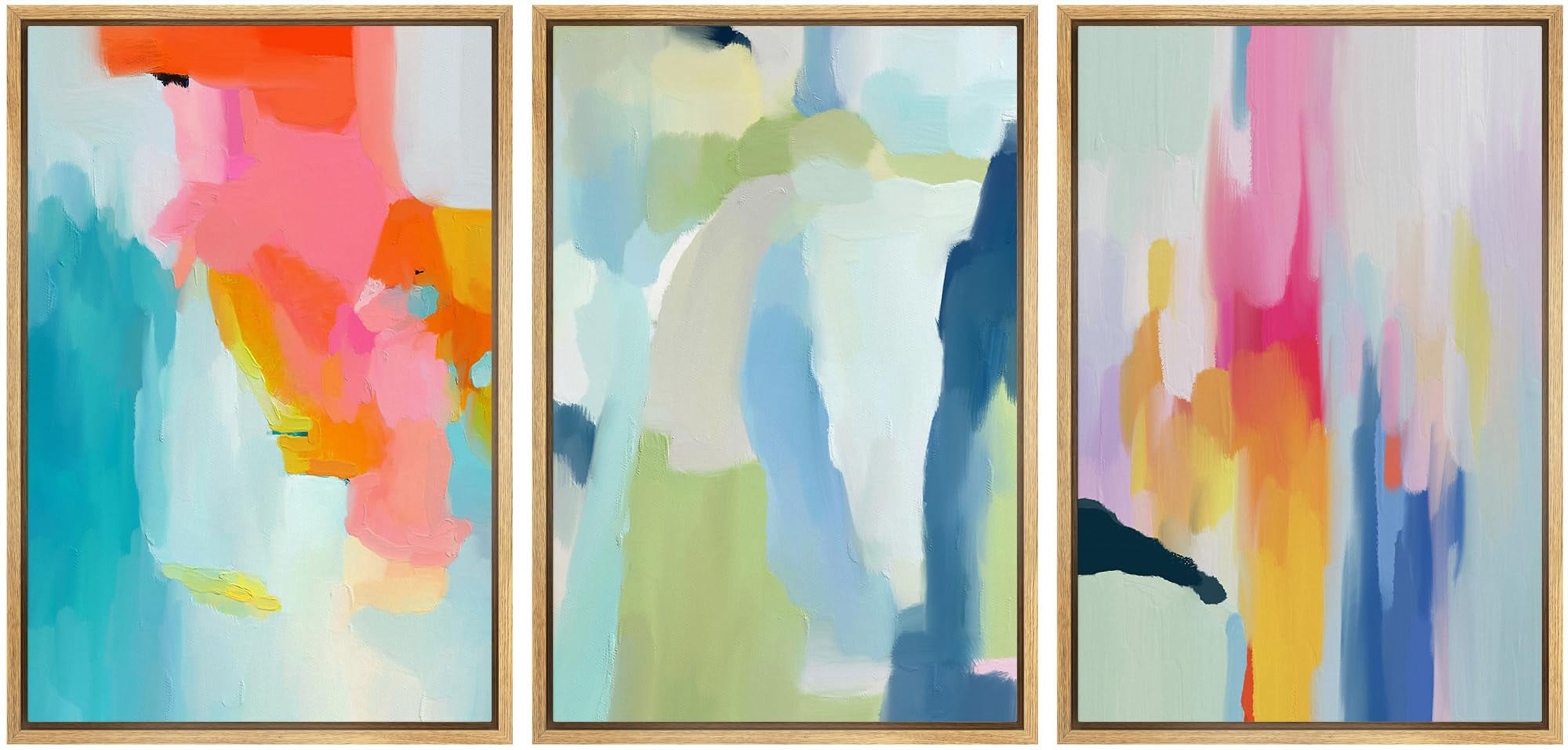 IDEA4WALL Framed Canvas Print Wall Art Set of 3 Colorful Abstract ...
