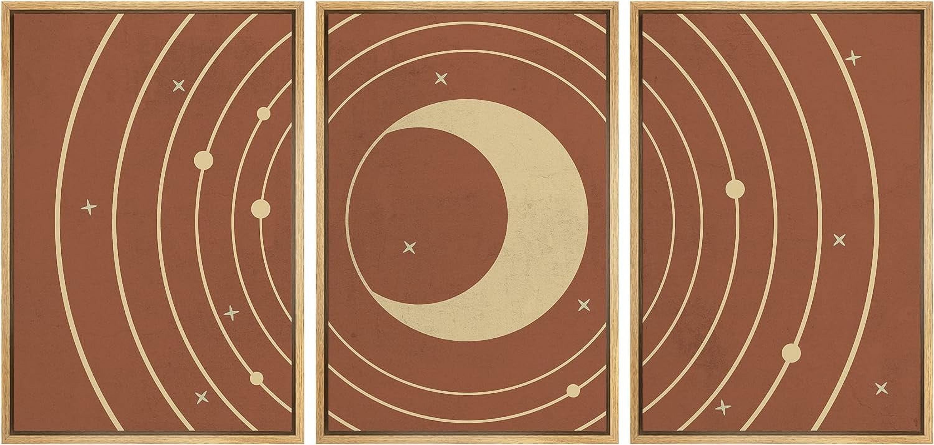 IDEA4WALL Framed Canvas Print Wall Art Set of 3 Geometric Crescent Moon ...