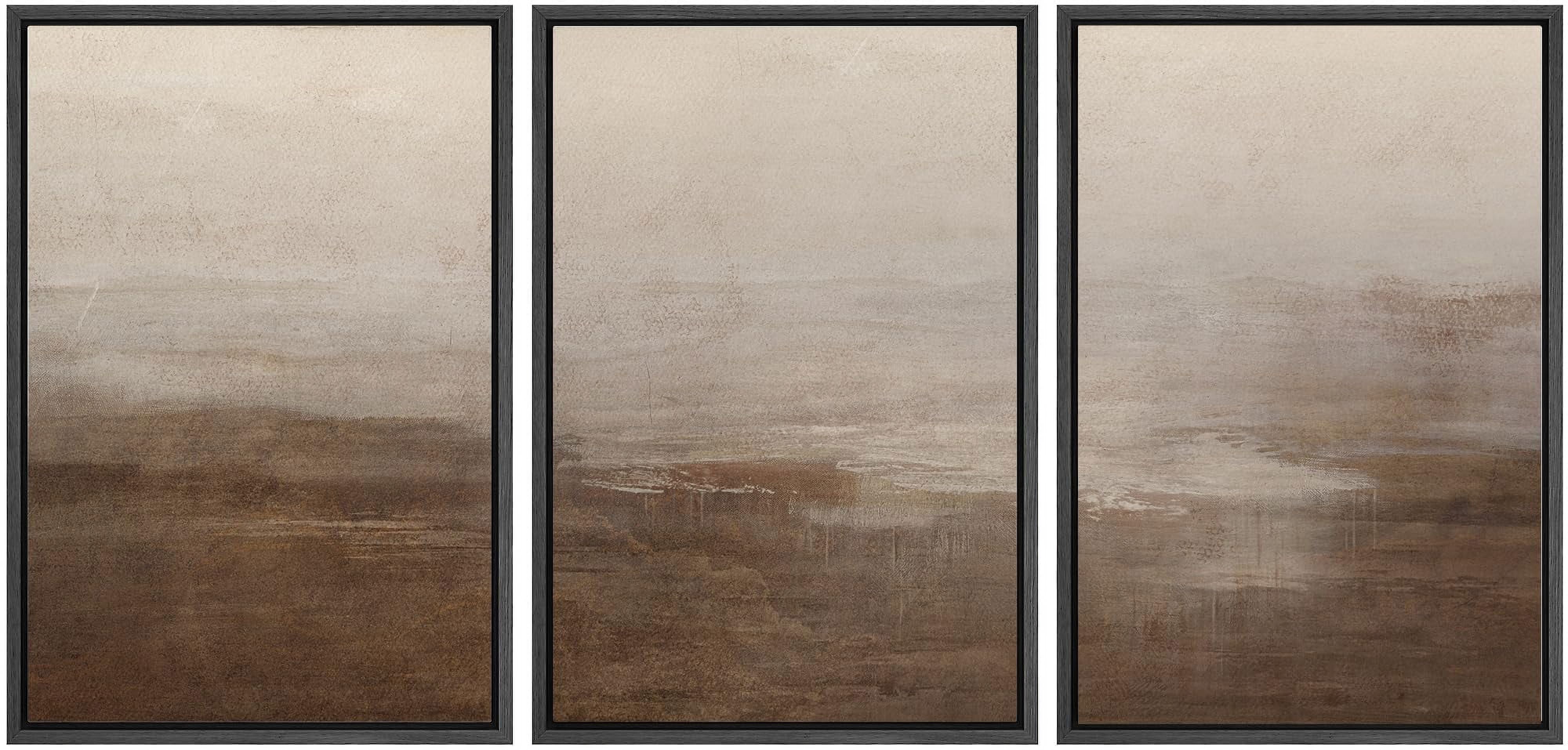 IDEA4WALL Framed Canvas Print Wall Art Set of 3 Minimalist Gray & Brown ...