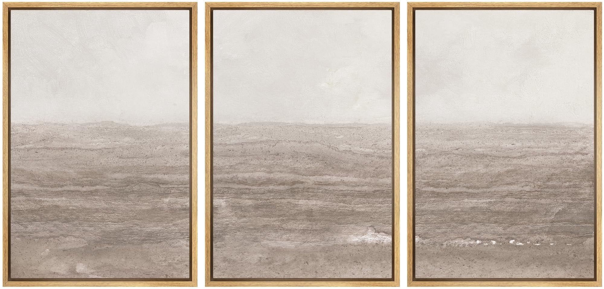 IDEA4WALL Framed Canvas Print Wall Art Set of 3 Neutral Seascapes ...