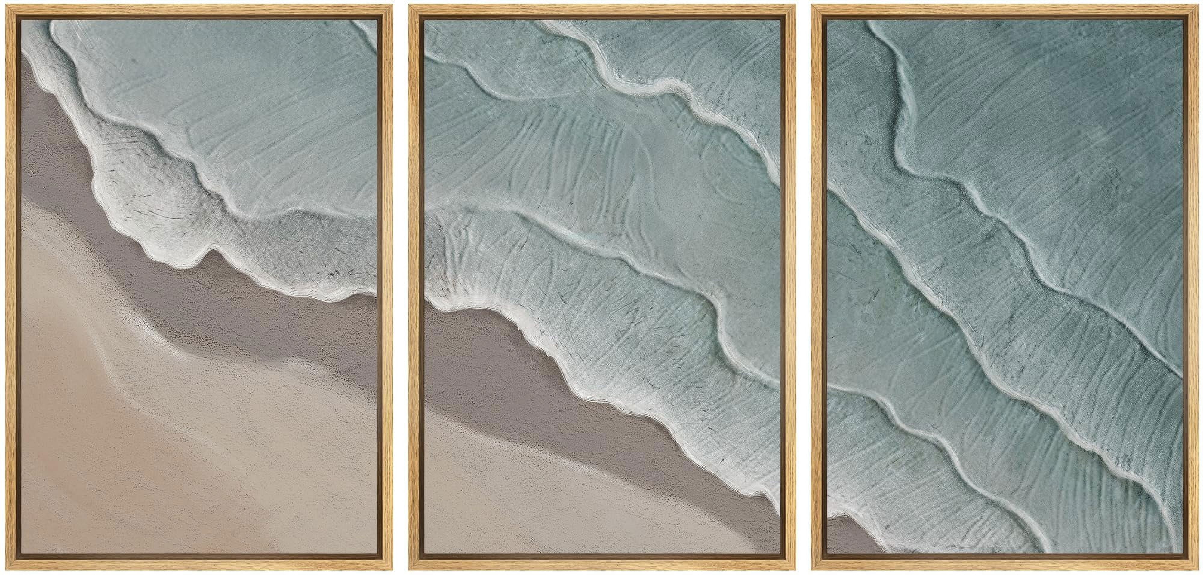 IDEA4WALL Framed Canvas Print Wall Art Set of 3 Serene Shoreline ...
