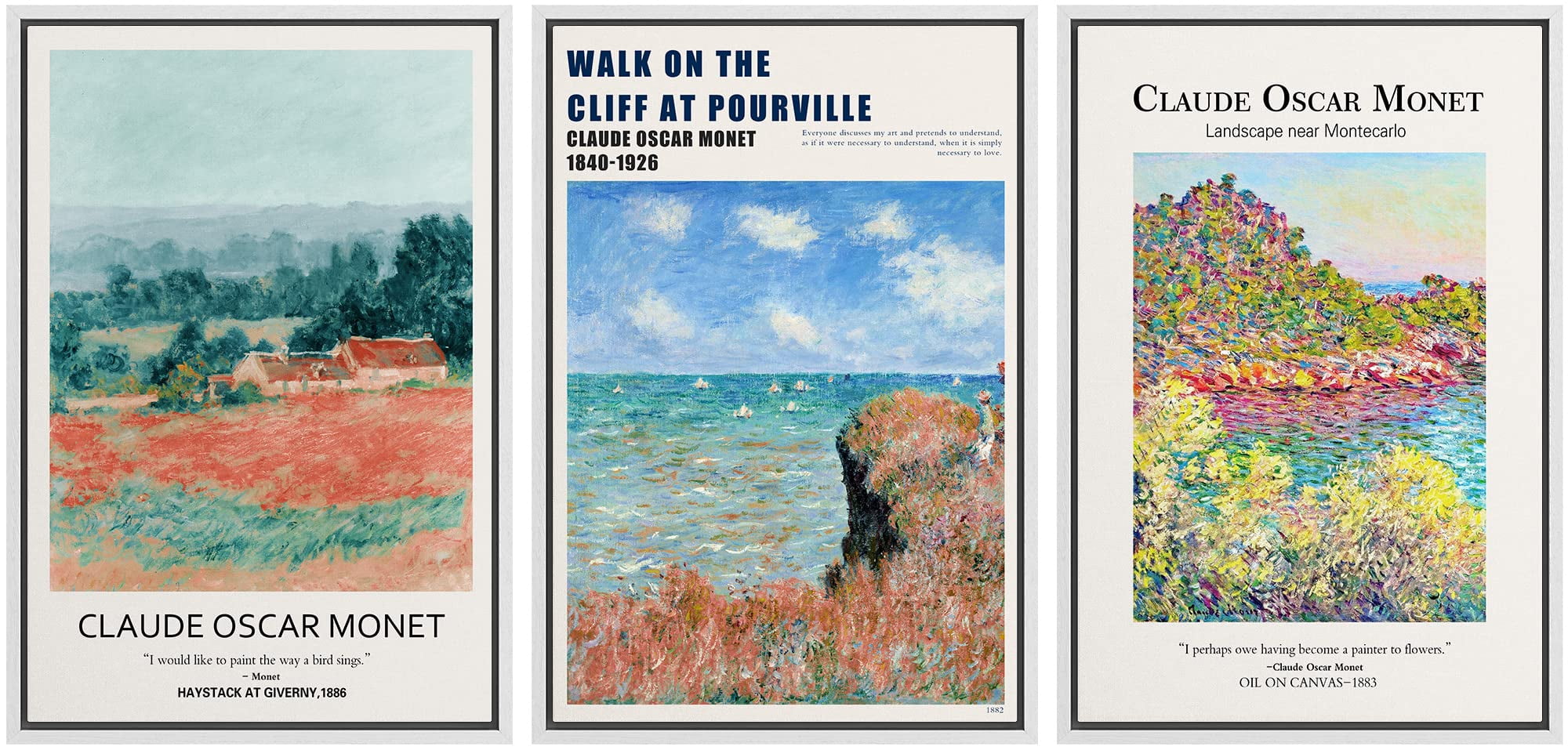 IDEA4WALL Framed Canvas Print Wall Art Set of 3 Walk on The Cliff at ...