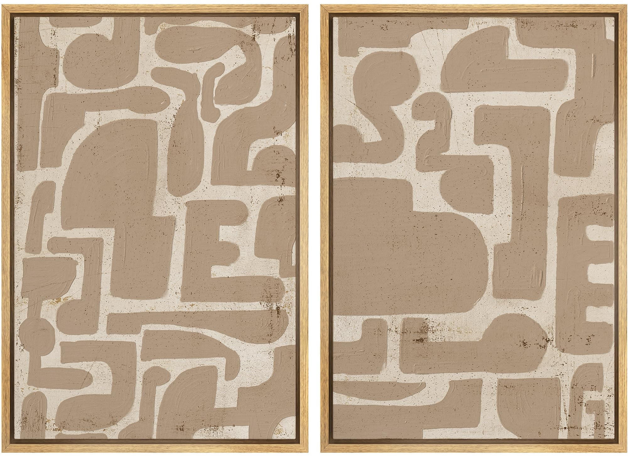 IDEA4WALL Framed Canvas Print Wall Art Set Contemporary Abstract Forms ...