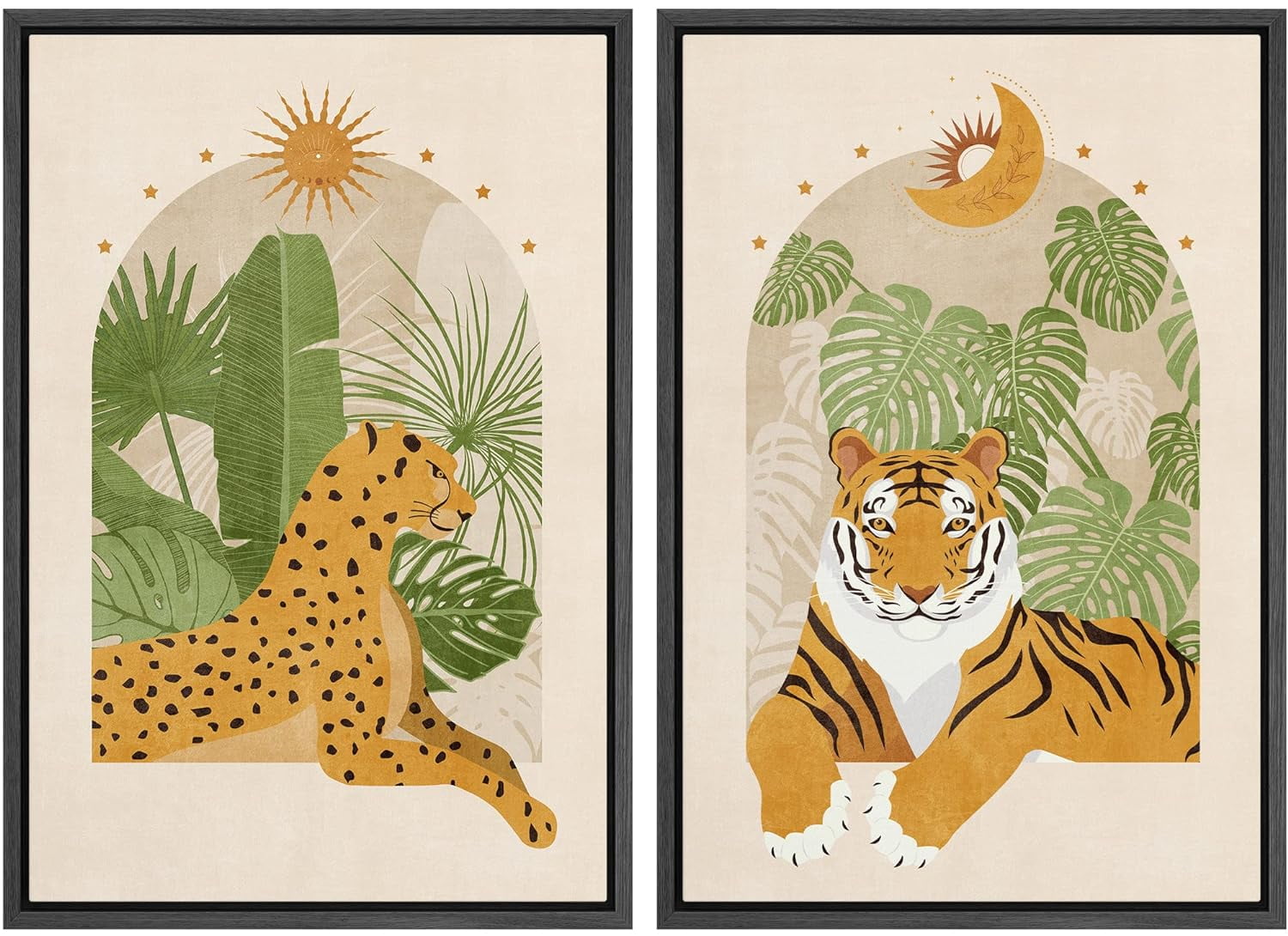 IDEA4WALL Framed Canvas Print Wall Art Set Indian Bengal Tiger Tropical ...