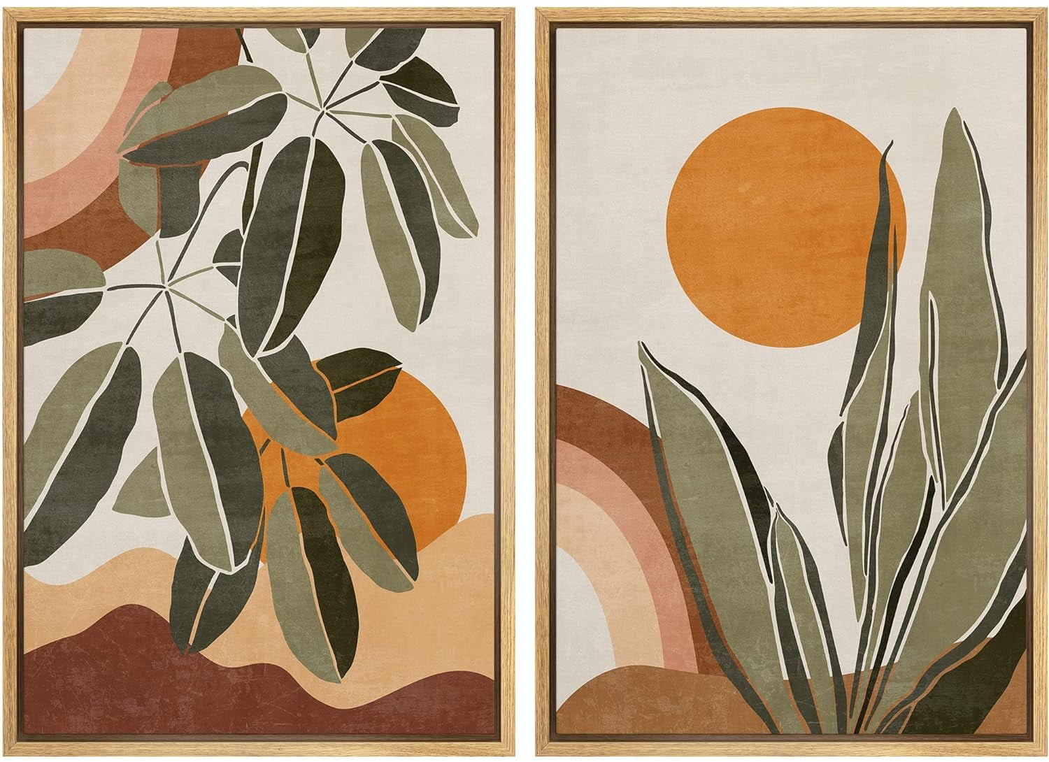 IDEA4WALL Framed Canvas Print Wall Art Set Mid-Century Geometric ...