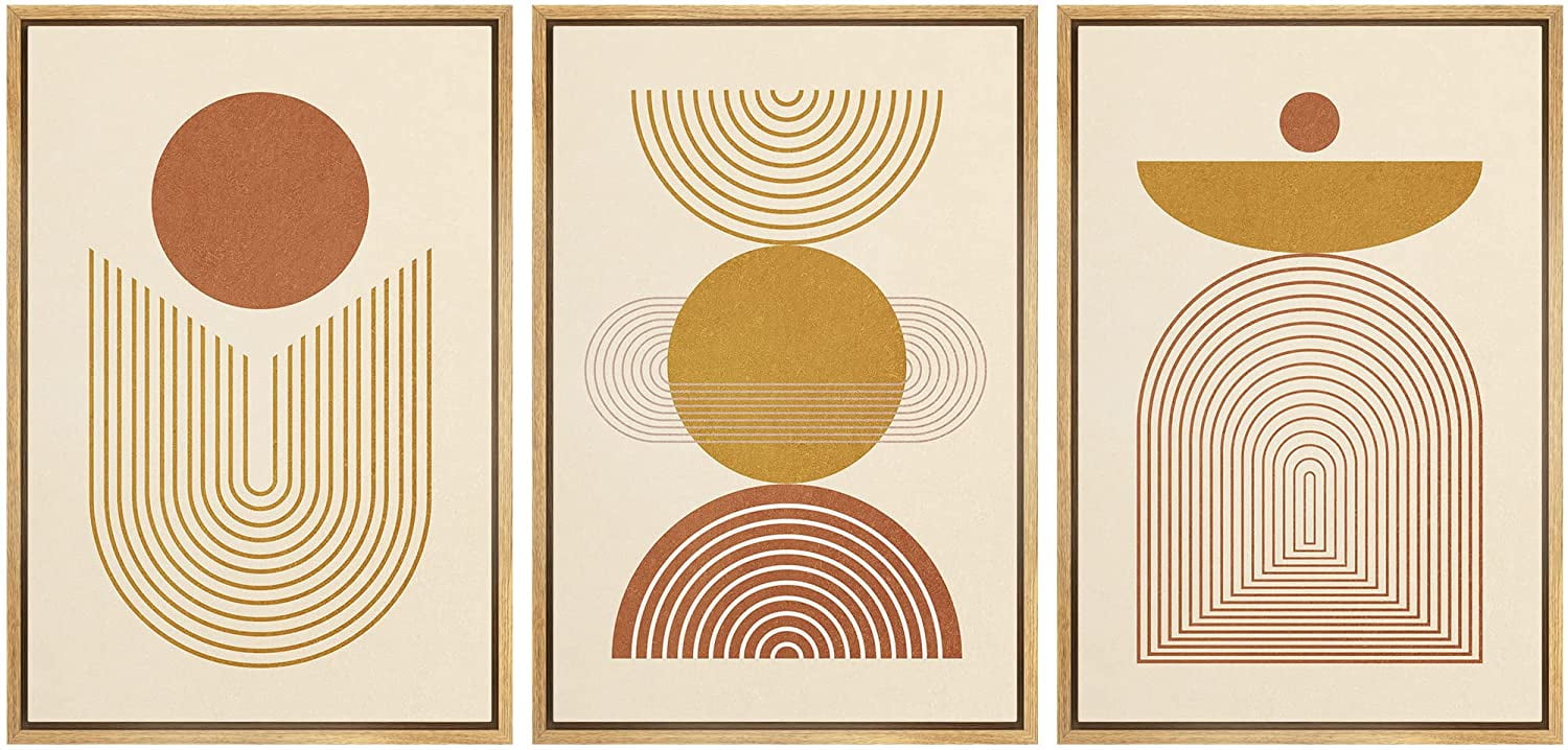 IDEA4WALL Modern Decor, Mid-Century Geometric Wave Art, Boho Canvas ...