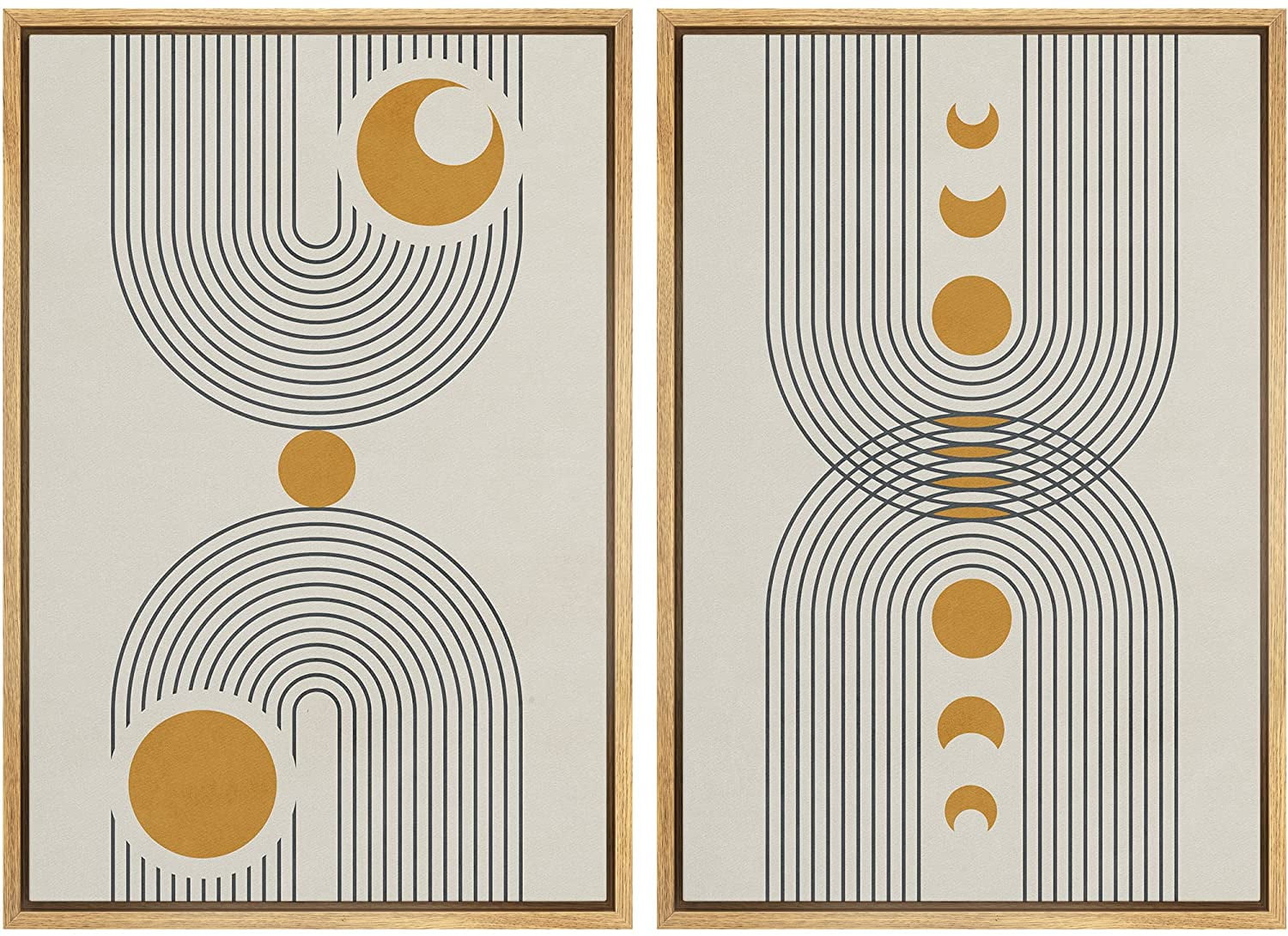 IDEA4WALL Framed Canvas Print Wall Art Set Mid-Century Modern Crescent ...
