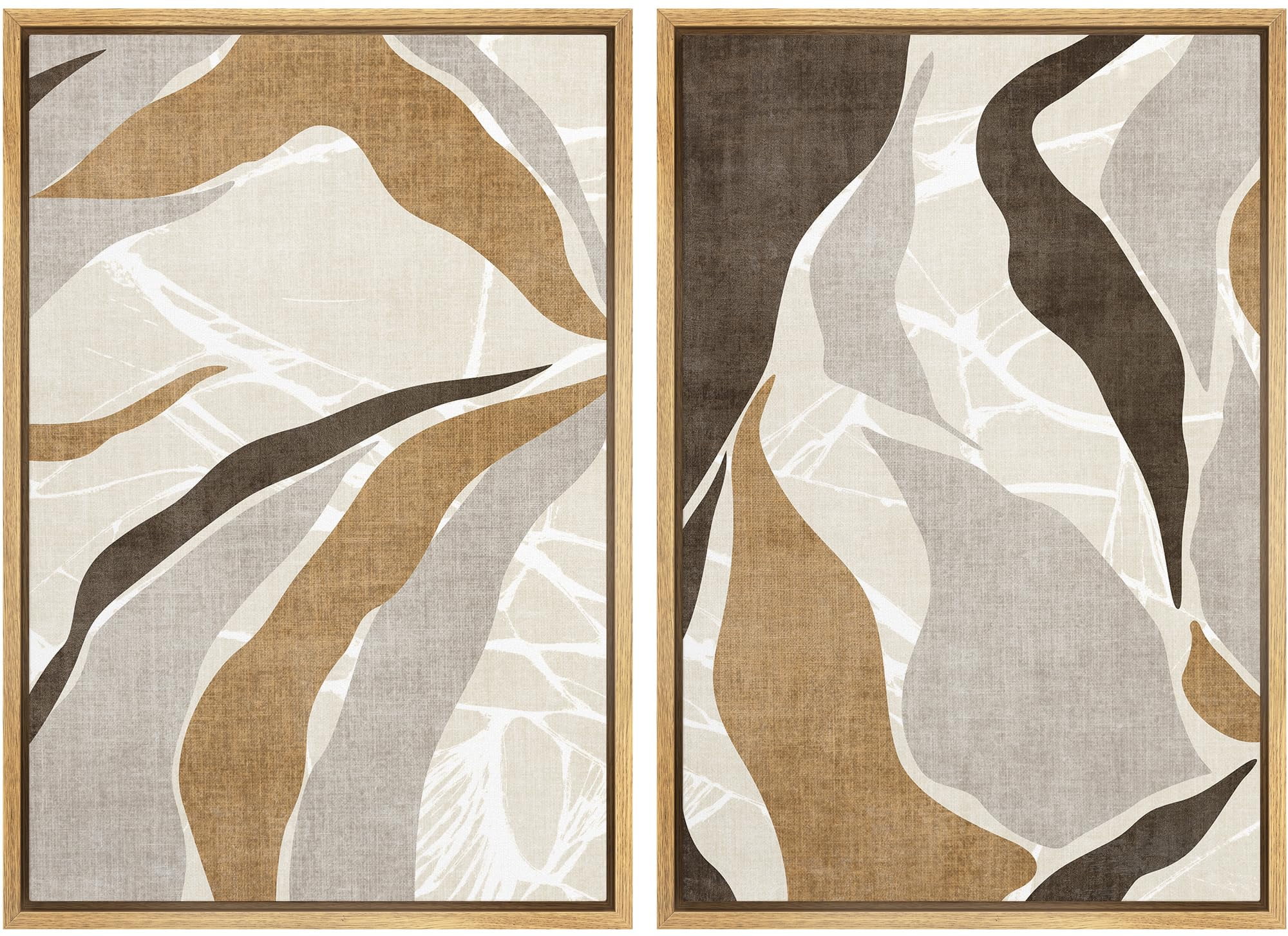 IDEA4WALL Framed Canvas Print Wall Art Set Minimalist Hills and Valleys ...