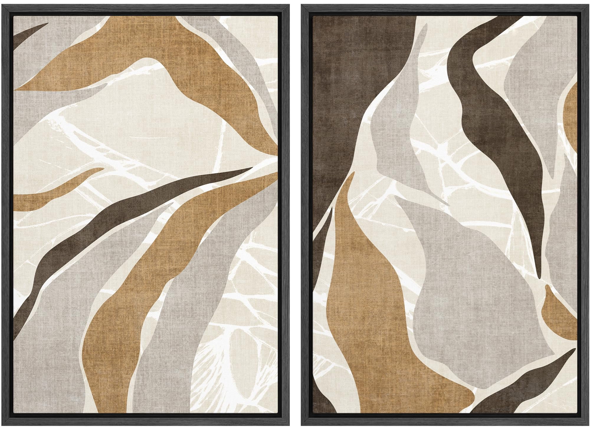 IDEA4WALL Framed Canvas Print Wall Art Set Minimalist Hills and Valleys ...