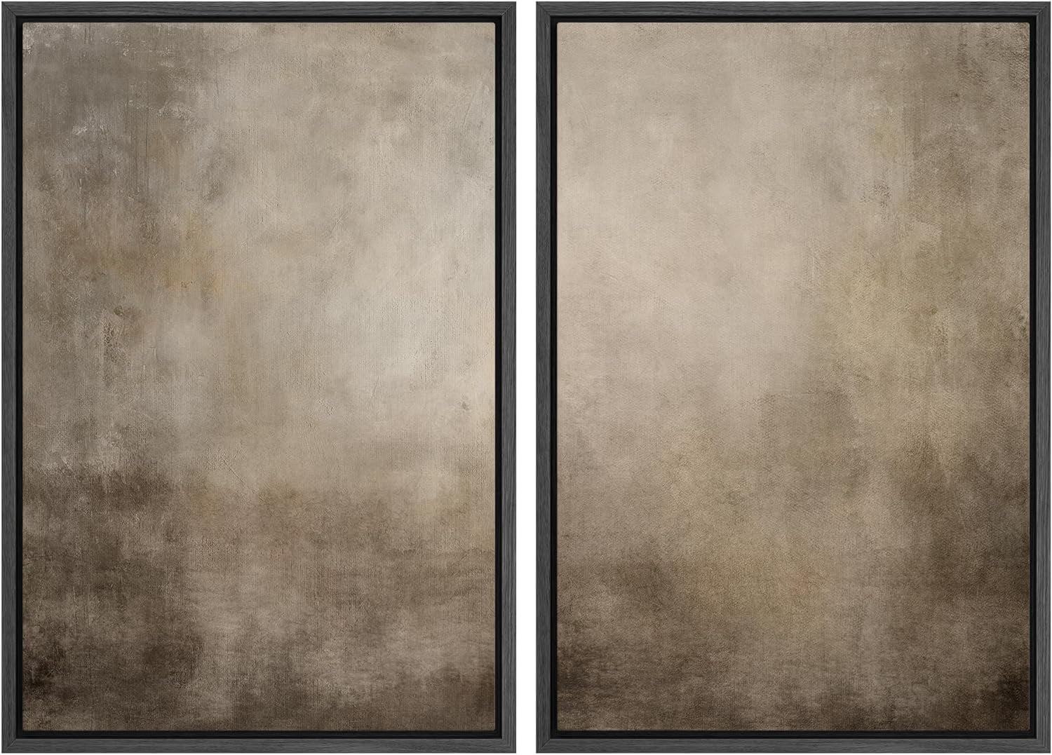 IDEA4WALL Framed Canvas Print Wall Art Set Minimalist Indistinct Brown ...