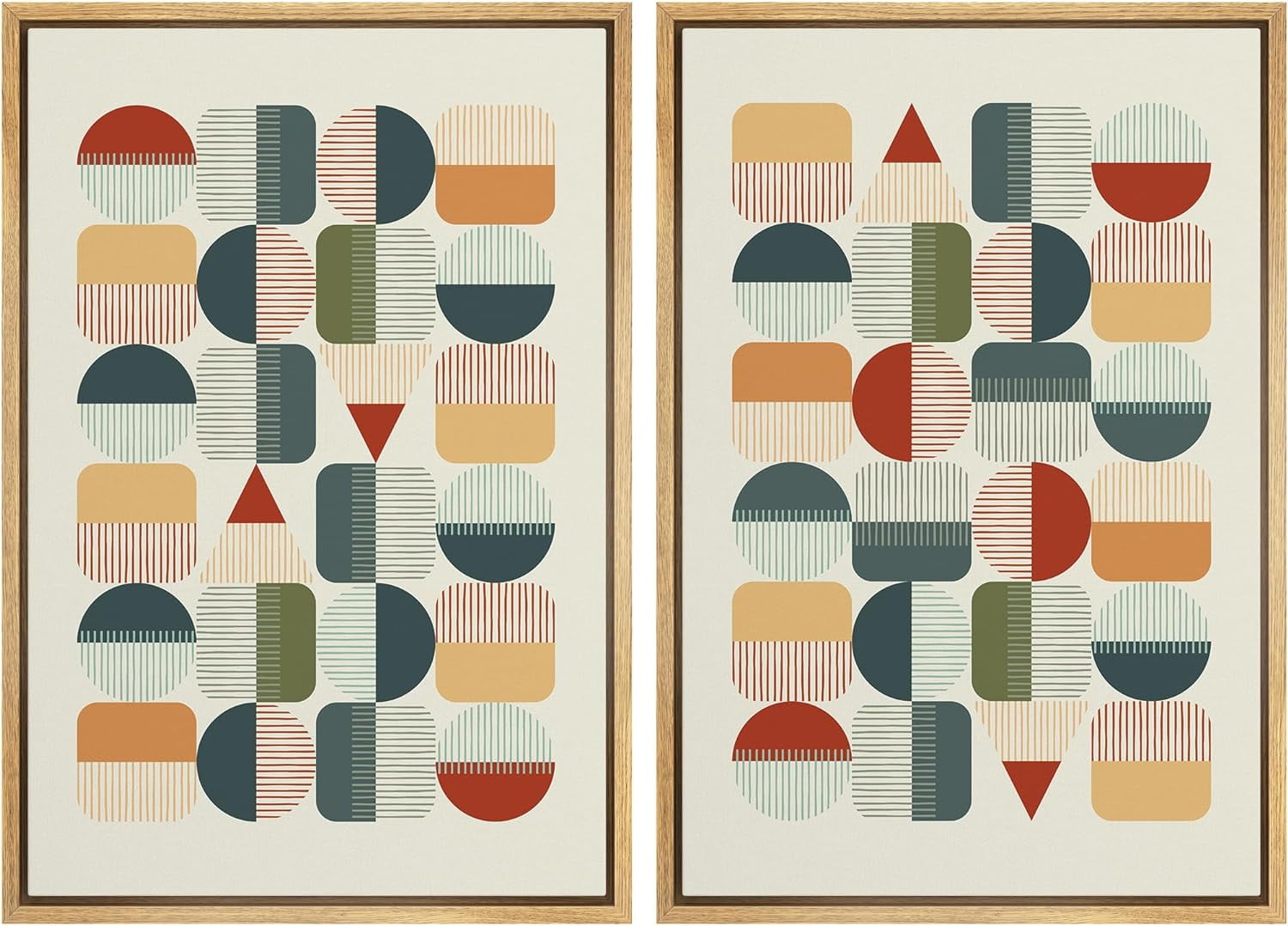 IDEA4WALL Framed Canvas Print Wall Art Set Multicolor Polygon Geometric ...