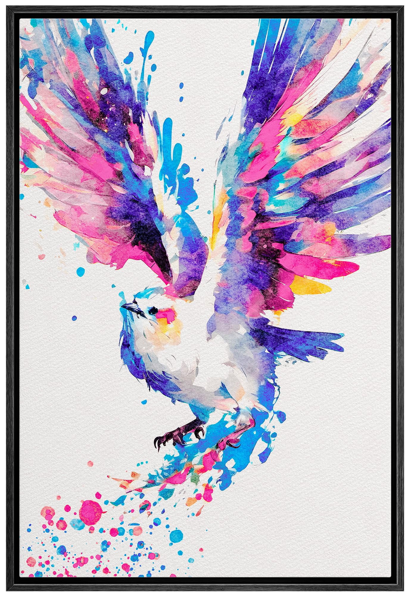 IDEA4WALL Framed Canvas Print Wall Art Watercolor Splatter Pigeon Print ...