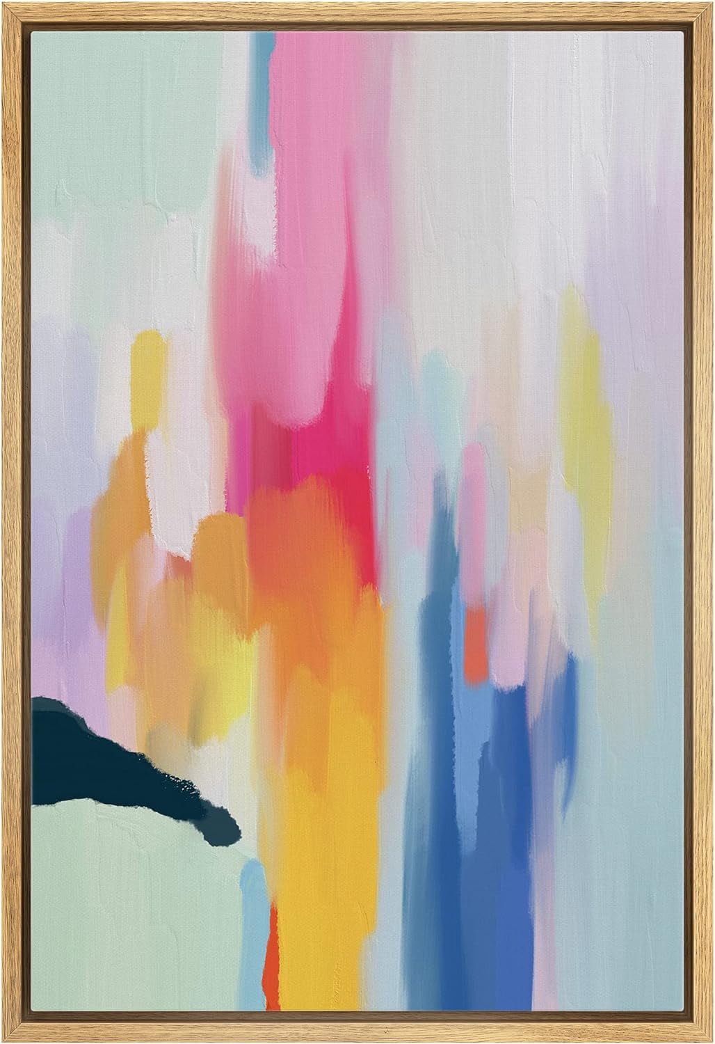 IDEA4WALL Framed Canvas Print Watercolor Pastel Paint Strokes Abstract ...