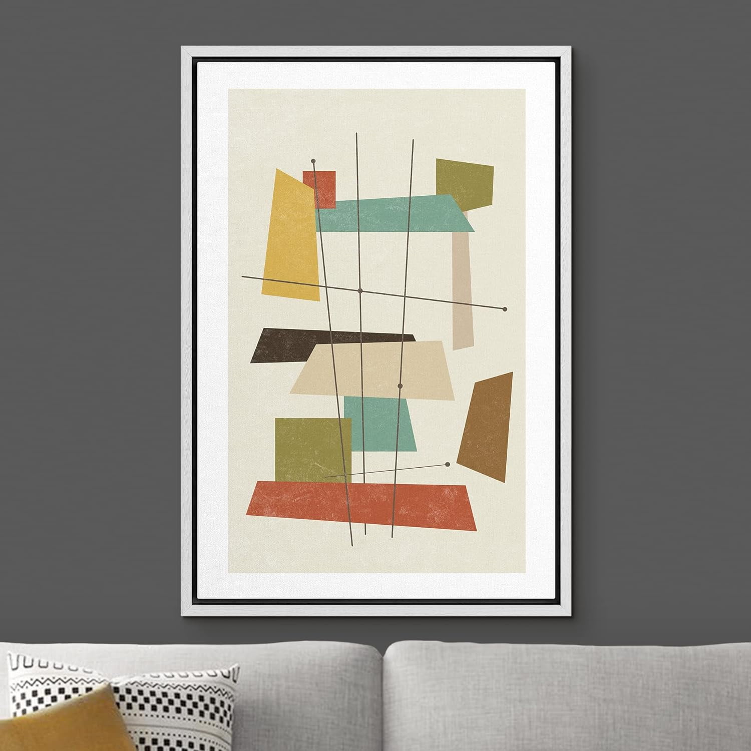 IDEA4WALL Framed Canvas Wall Art 1960s Geometric Mid-Century Squares ...