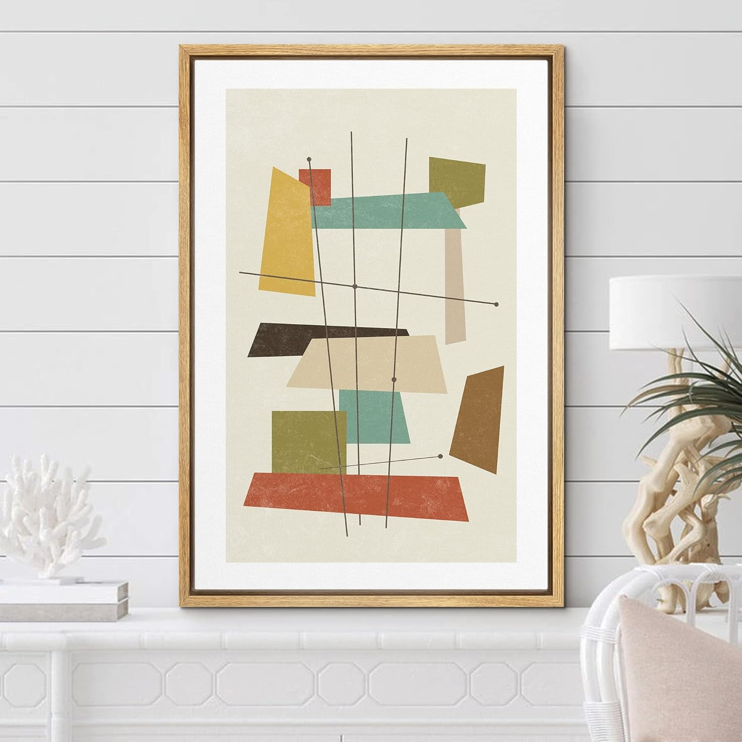 IDEA4WALL Framed Canvas Wall Art 1960s Geometric Mid-Century Squares ...
