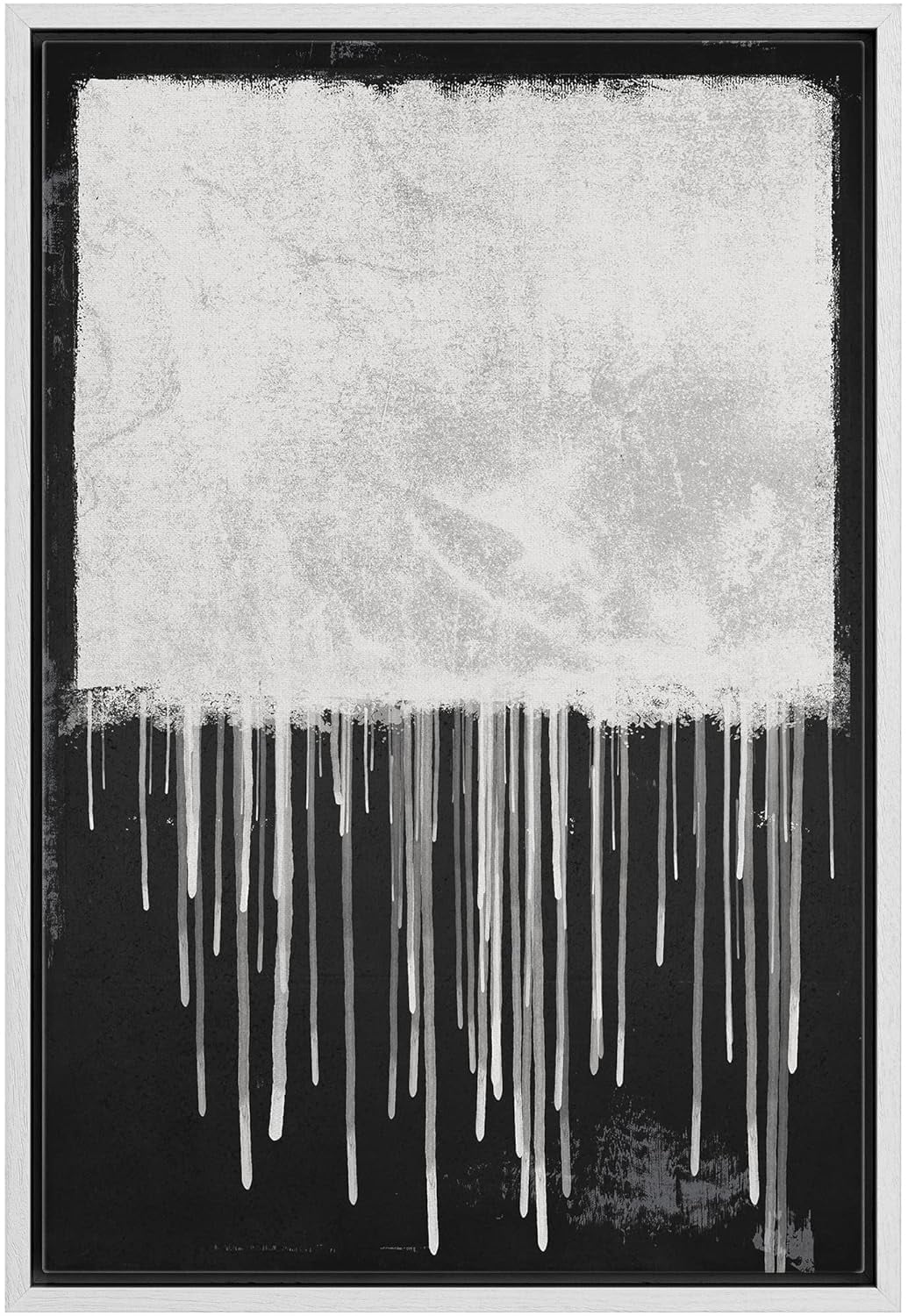 IDEA4WALL Framed Canvas Wall Art Black & Grey Dripping Paint ...