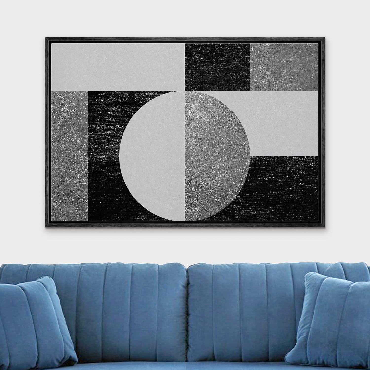 IDEA4WALL Framed Canvas Wall Art Black and White Geometric Sphere ...