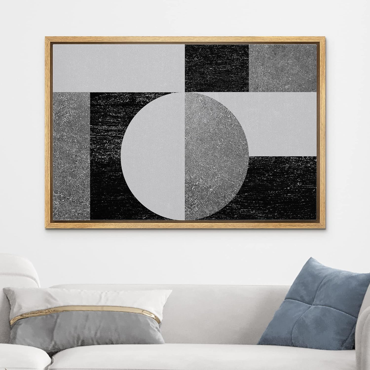 IDEA4WALL Framed Canvas Wall Art Black and White Geometric Sphere ...