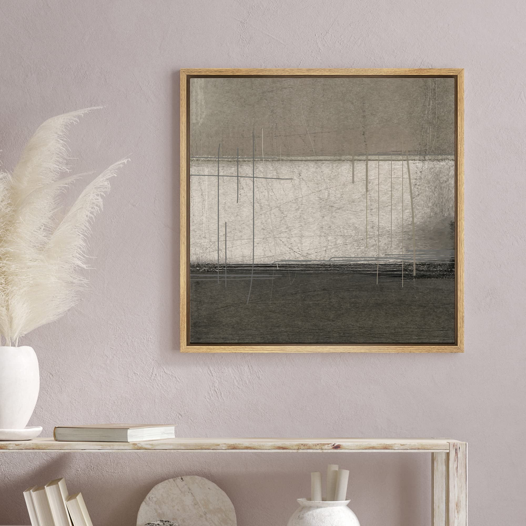 IDEA4WALL Framed Canvas Wall Art Coffee & Tan Scratched Grunge Color ...