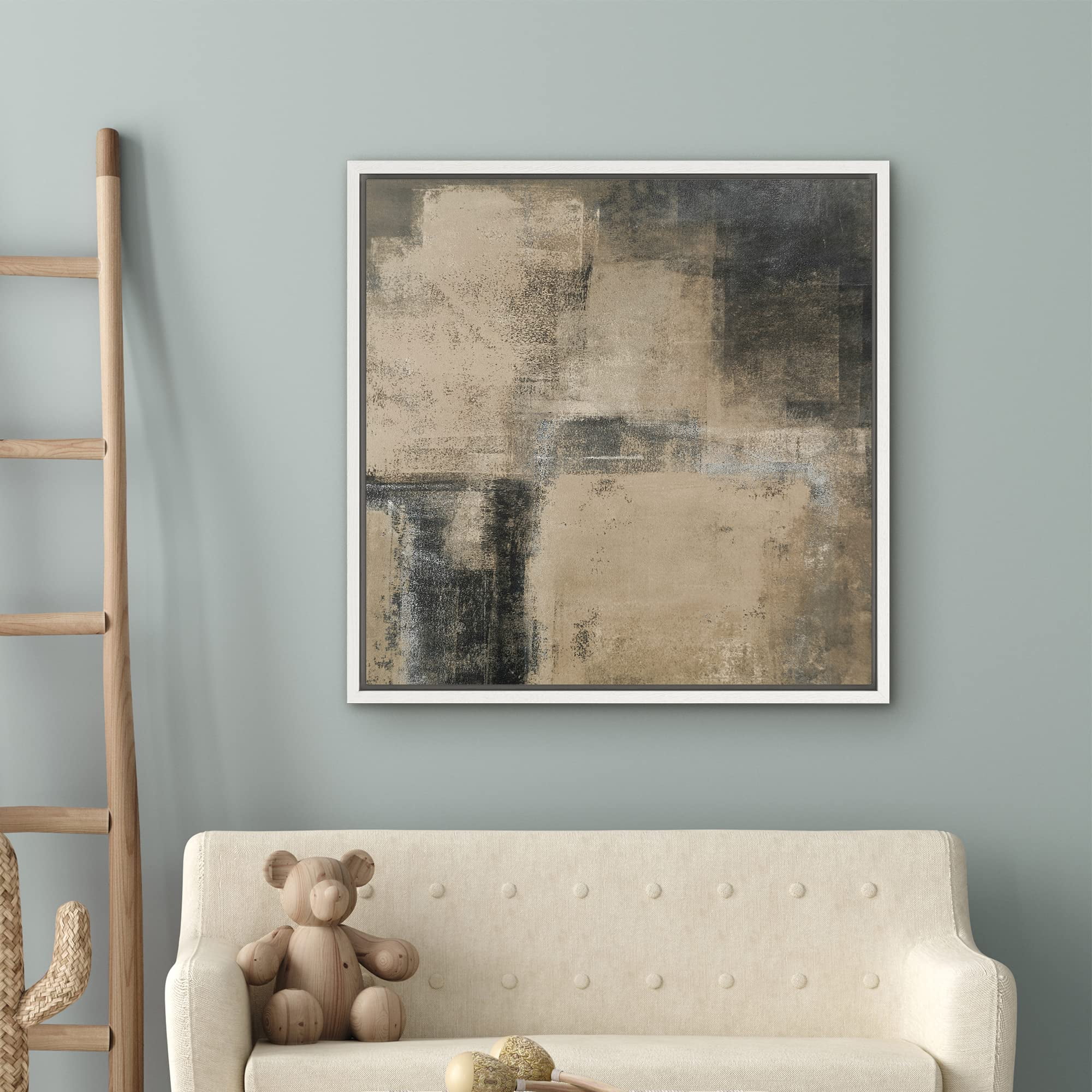 IDEA4WALL Framed Canvas Wall Art Faded Textured Brown & Black Color ...