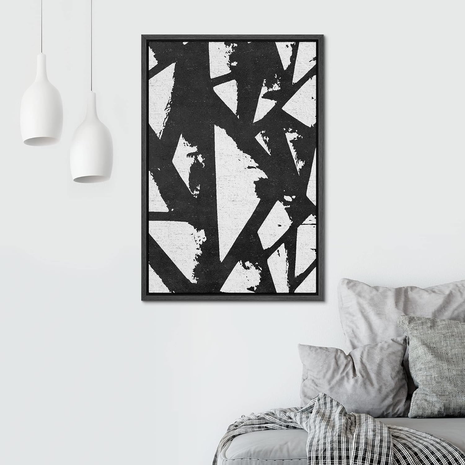 IDEA4WALL Framed Canvas Wall Art Industrial Triangle Print Abstract ...