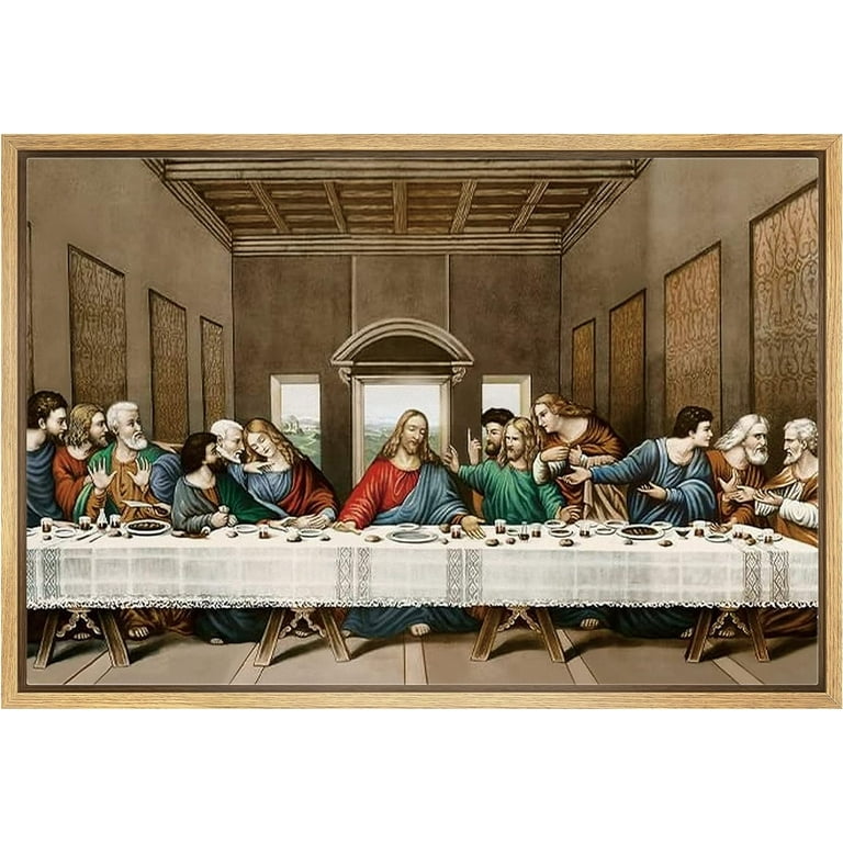 IDEA4WALL Framed Canvas Wall Art for Living Room Bedroom La Ultima Cena Cuadro The Last Supper by Leonardo Da Vinci Canvas Prints for Home Decoration
