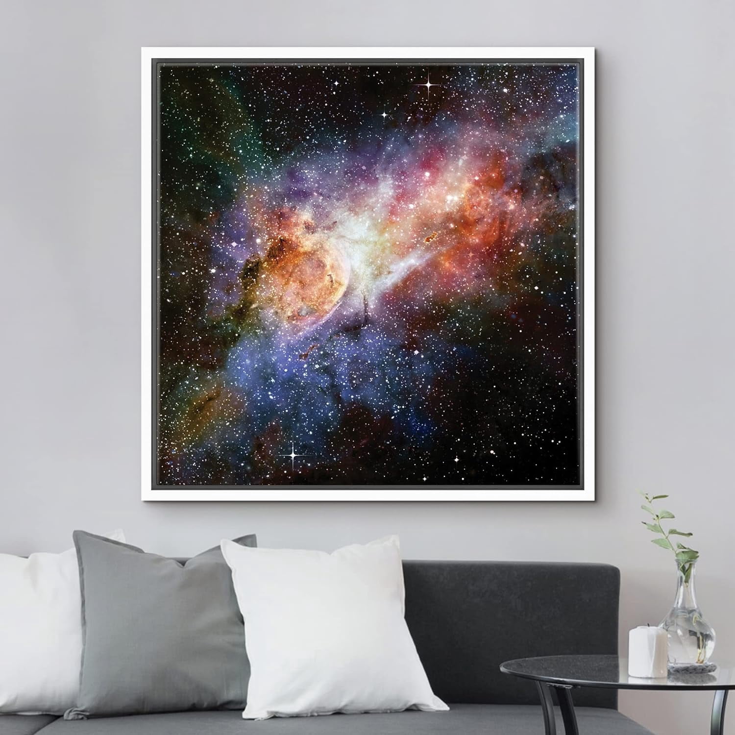IDEA4WALL Framed Canvas Wall Art Stars Across The Galaxy with Cosmic ...